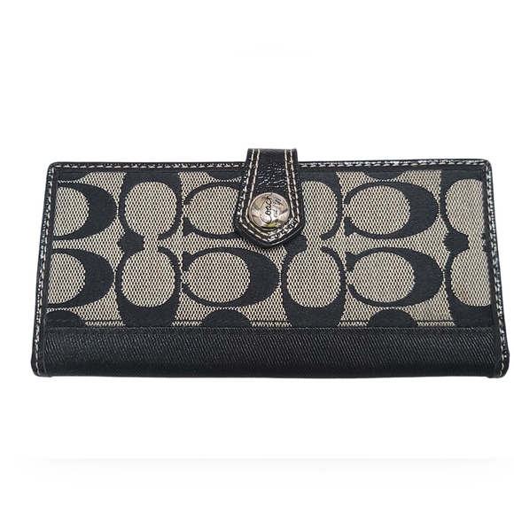 Coach | Bags | Coach Black And Gray Signature Womens Wallet Bifold ...